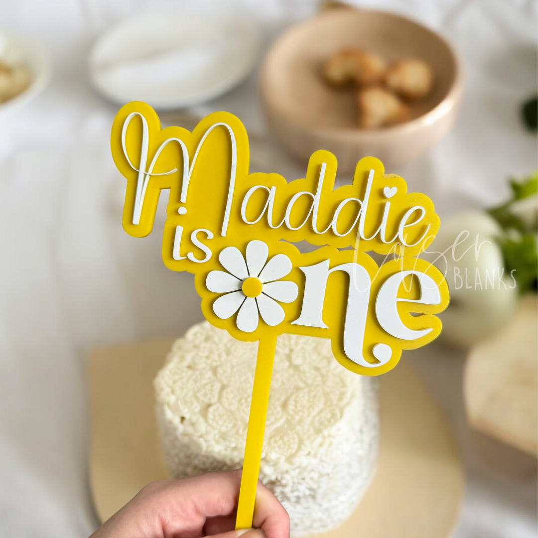 Daisy 'One' Cake Topper | Personalised First Birthday Topper – Laser Blanks